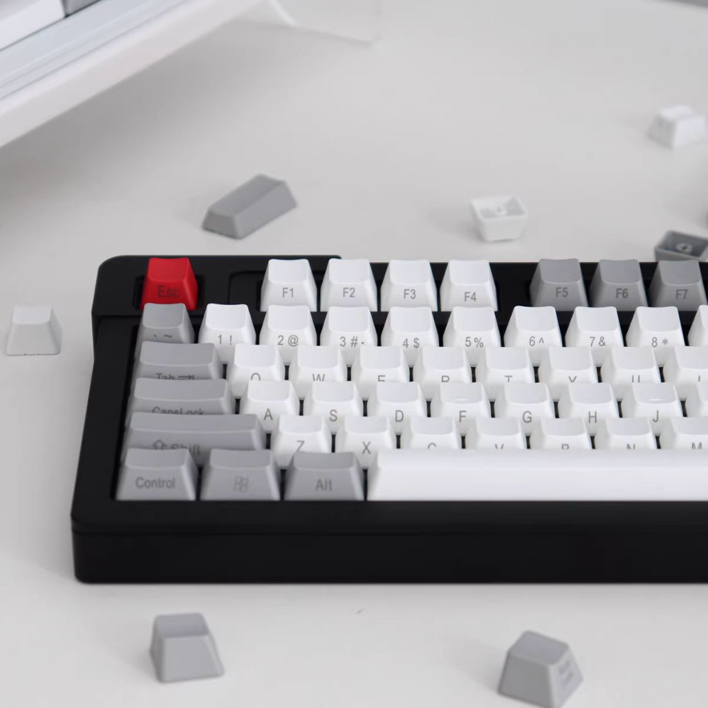 【Keycap Only】108 Keys Side Engraved/Front Engraved Grey-white KEYCAP NO ...
