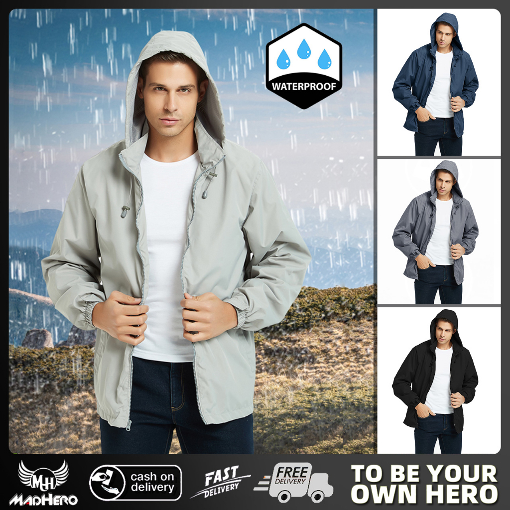 MADHERO waterproof windbreaker jacket with hoodie for men Mesh motorcycle outdoor Raincoat ...