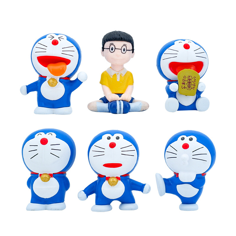 6Pcs/Set 6cm Anime Doraemon Figure Nobita Nobi Robot Cat Kawaii Cartoon ...