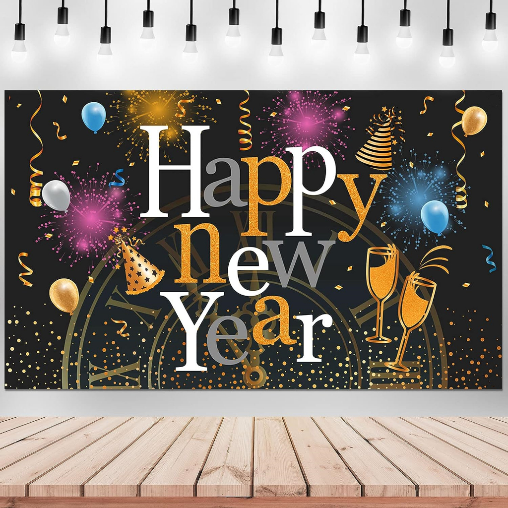 5x3ft Happy New Year Backdrops 2024 New Year Eve Background Banner ...