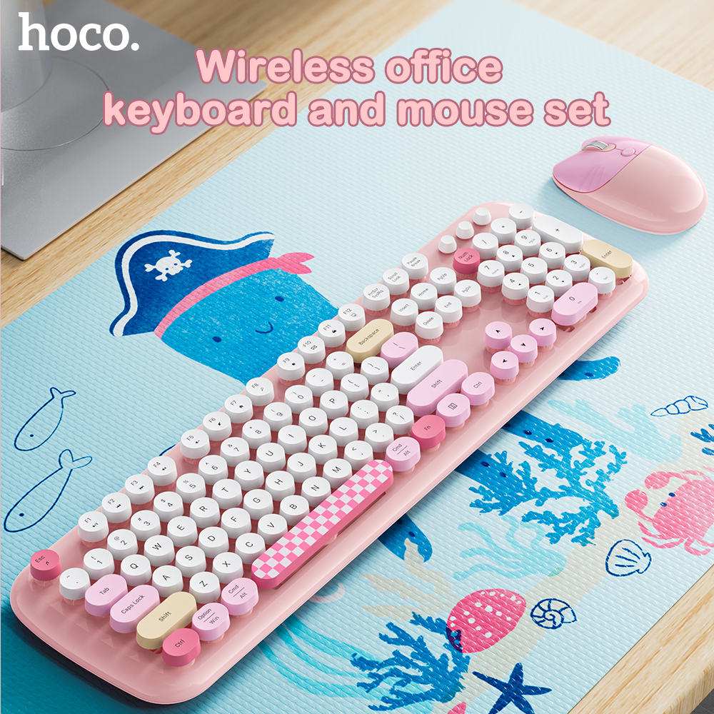 HOCO Keyboard Set 104 Keys Wireless Keyboard Colorful Button Mouse Suit ...