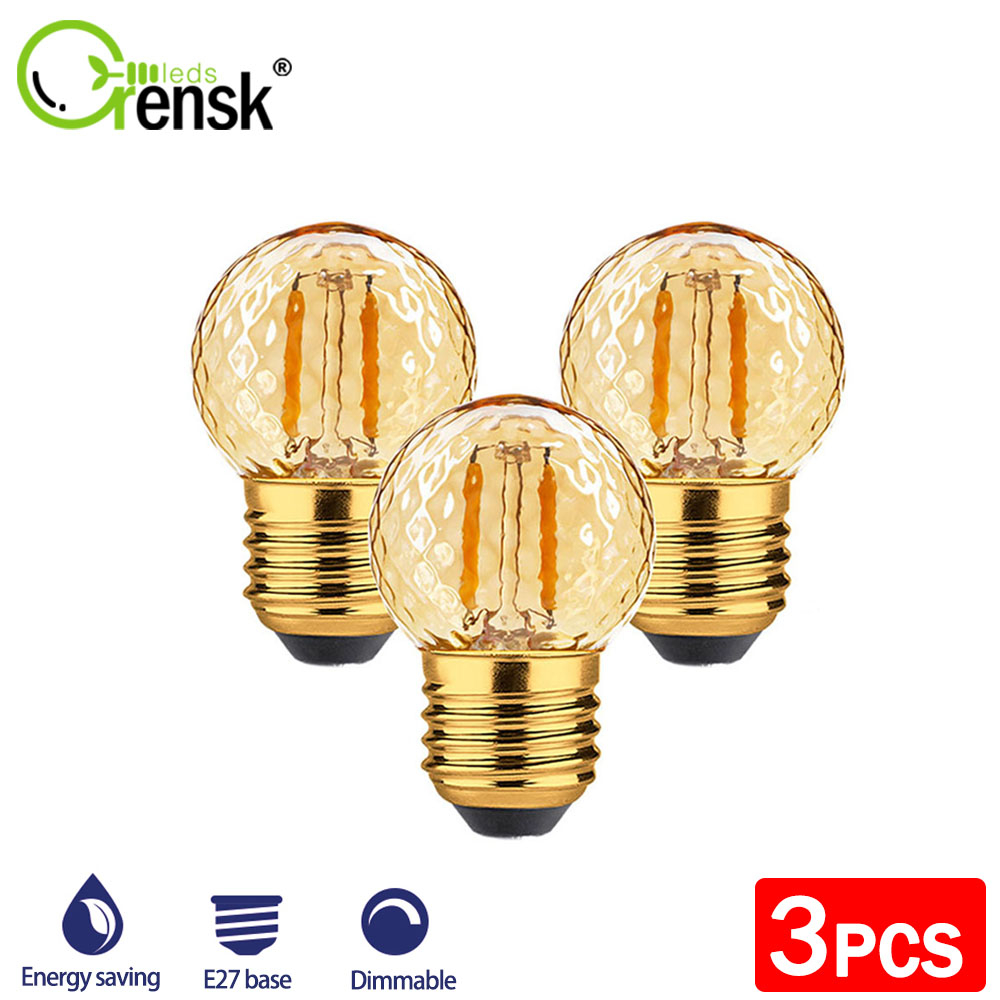 3pcs E27 LED Edison Bulb 1W 220V G40 Globe Filament Bulb Vintage Warm ...