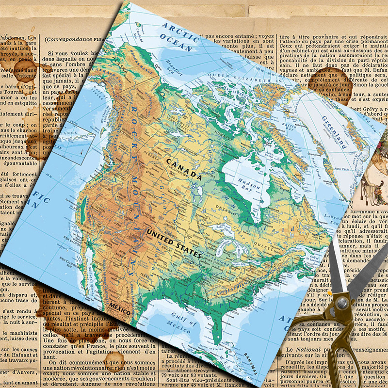 12 Sheets Retro Distressed World Map Material Paper Base Sticker DIY ...