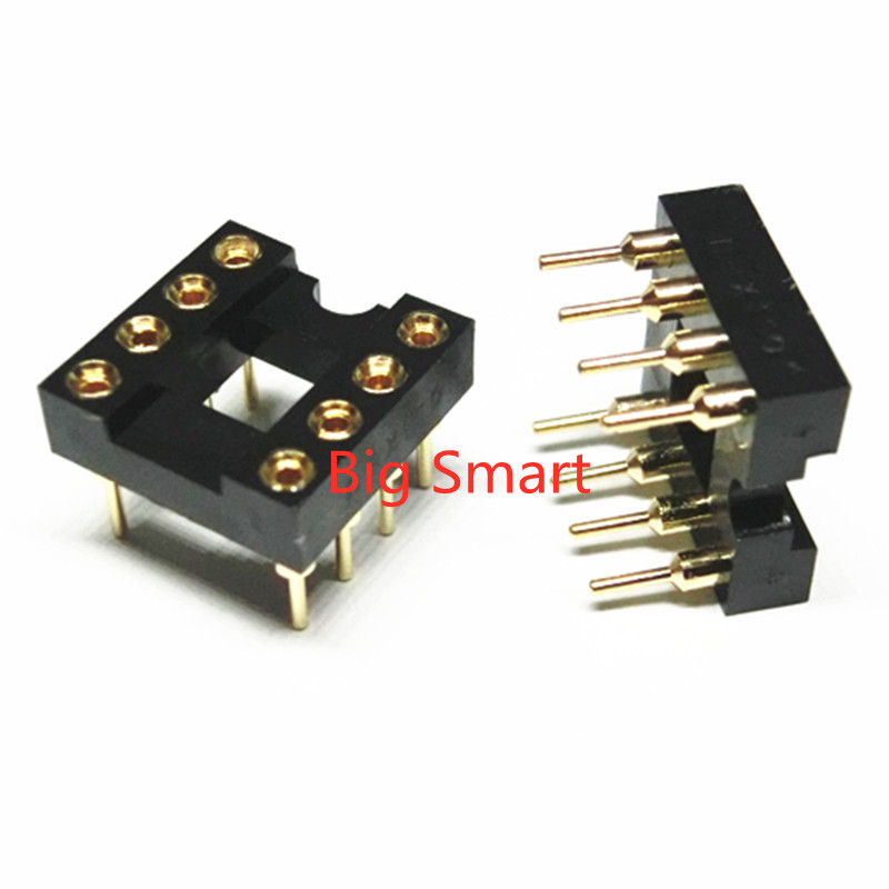 10pcs 8Pin fully gold-plated 8P round hole IC 8-pin base DIP-8 round ...
