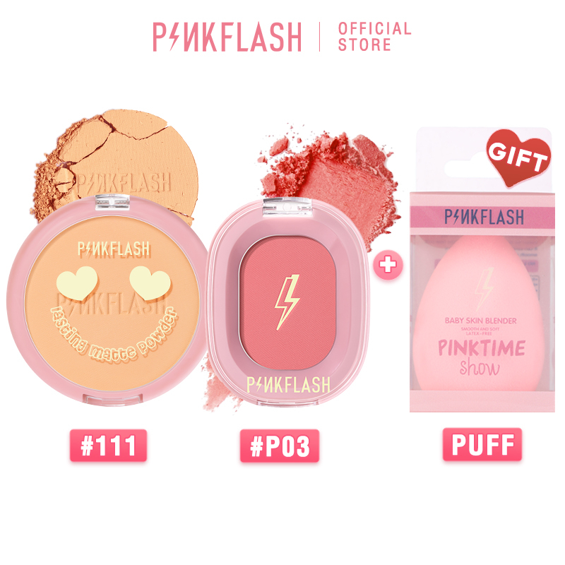 PINKFLASH Makeup Set Oil Control Pressed Powder Compact Lasting Matte ...