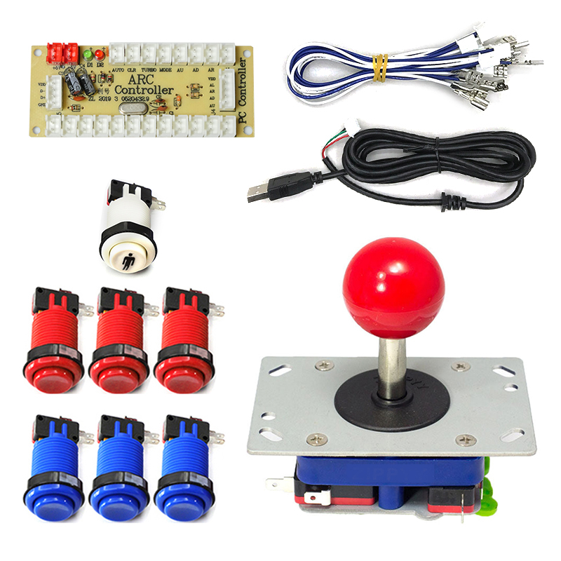 Arcade DIY Kit Zero Delay Encoder With Wire USB 30mm Button 5P For Arcade Joystick Video Game ...