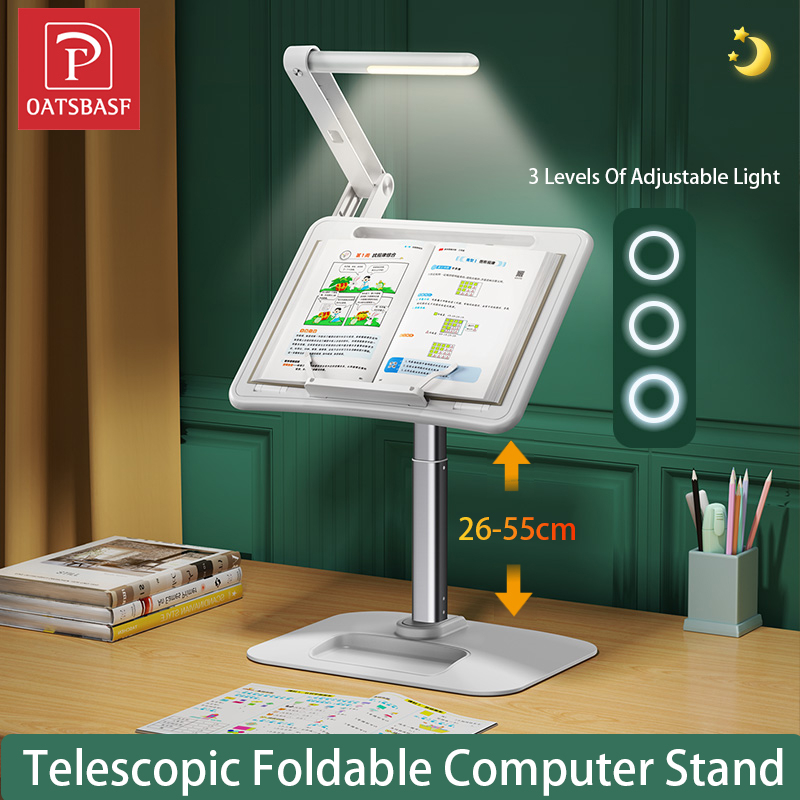 OATSBASF Retractable Computer Stand Reading Table With Led Light Laptop ...