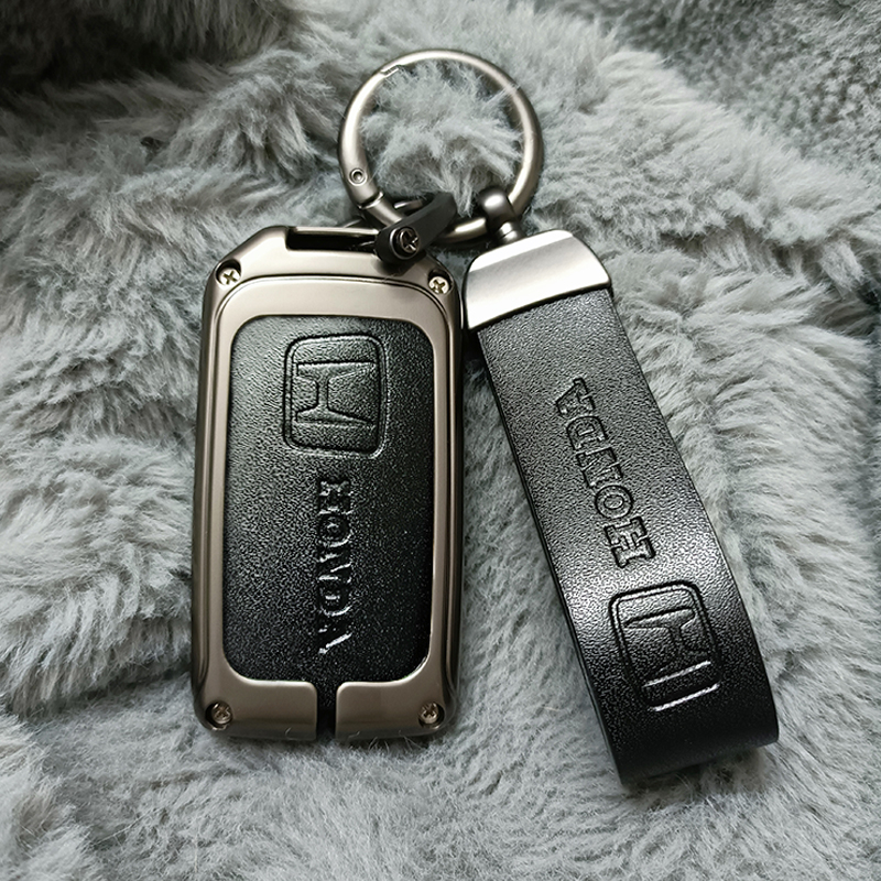 HONDA KEY COVER Zinc Alloy Leather Car Key Case Cover For Honda All-New ...