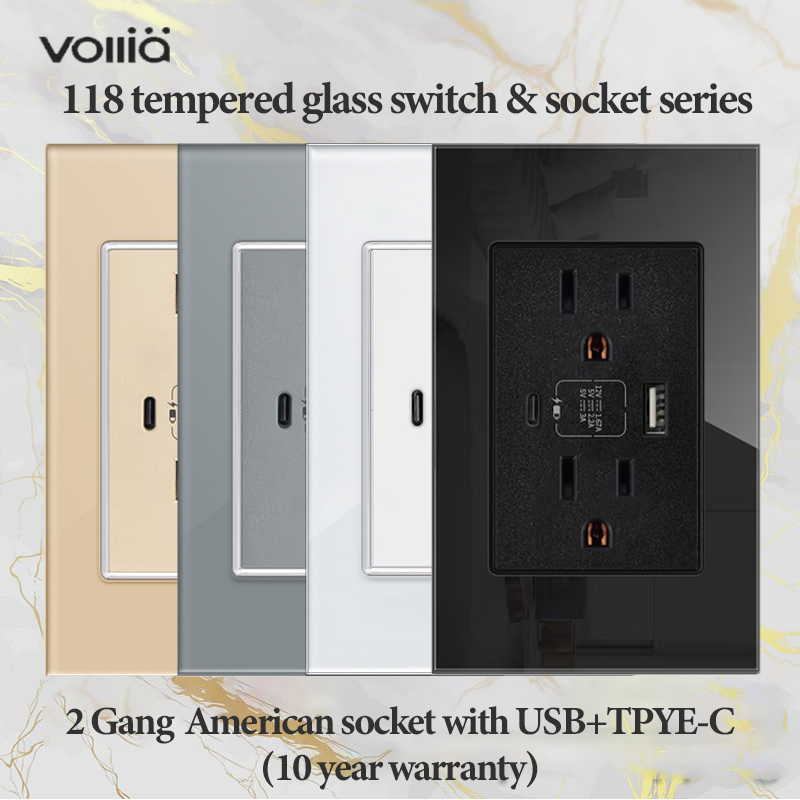 15amp double American socket with USB+TYPE-C | Shopee Philippines
