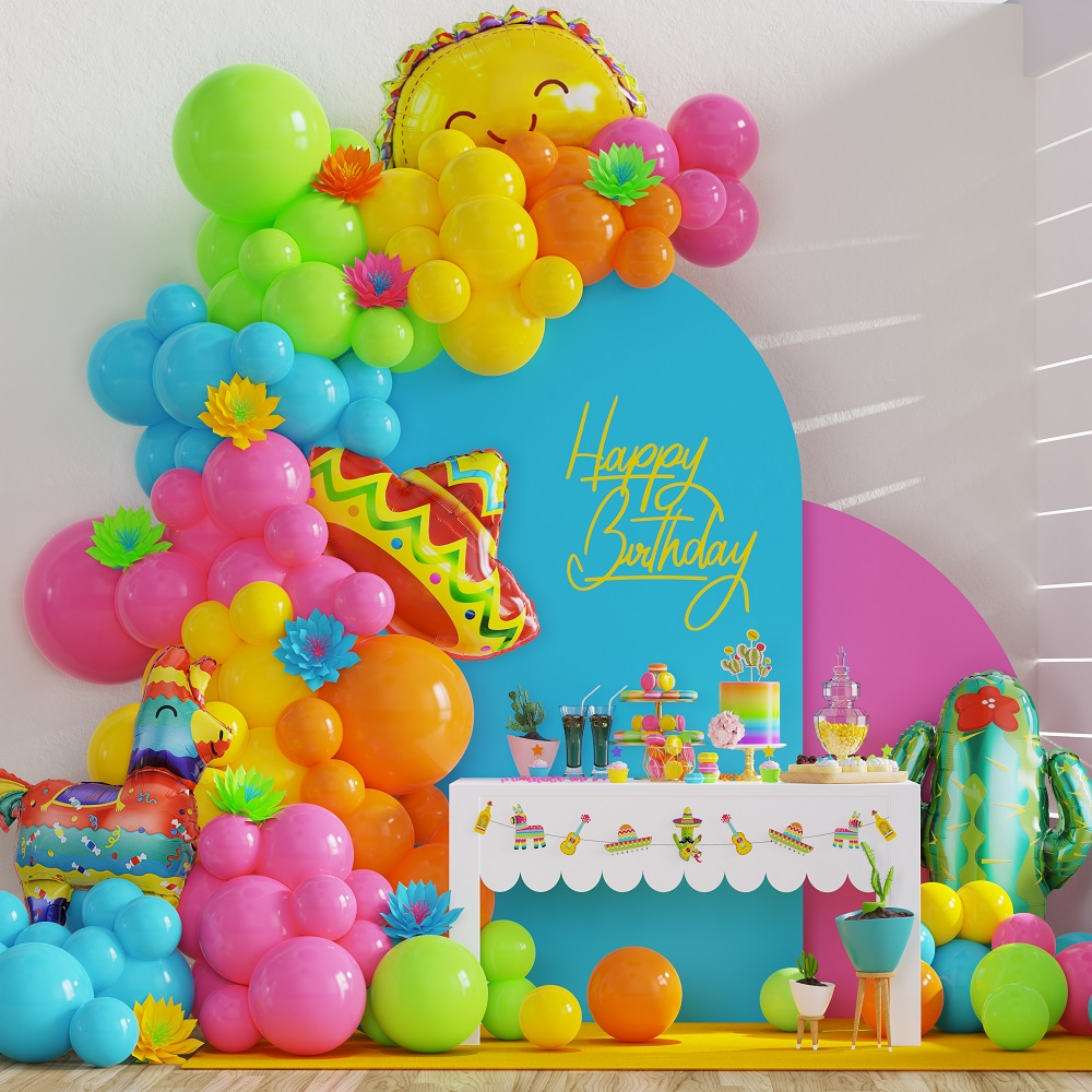 136pcs Mexican Fiesta Theme Party Balloons Arch Garland Kit Mexican ...