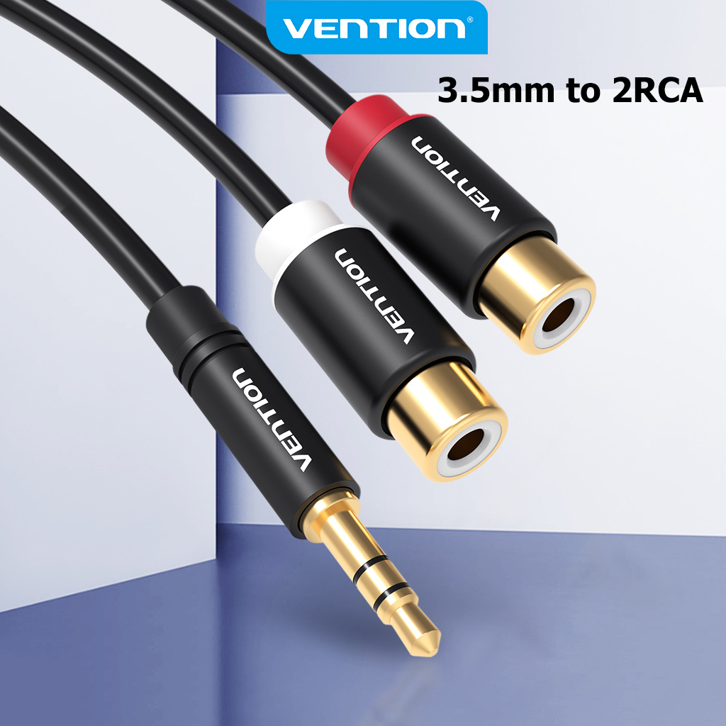 Vention 3.5mm To 2 Rca Male Female Aux Cable | Shopee Philippines
