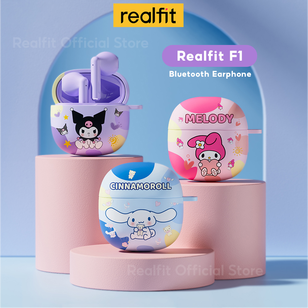 Realfit F1 Bluetooth earphone with Cute Case with Microphone | Shopee ...