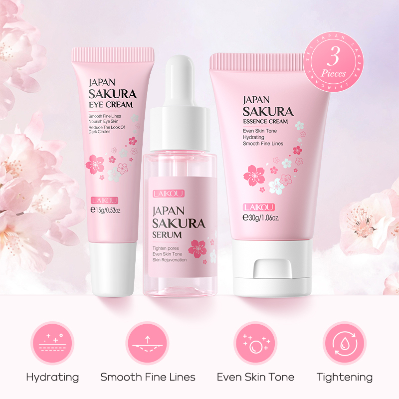 LAIKOU Japan Sakura Skincare Set Hydrating Even Skin Tone Smooth ...