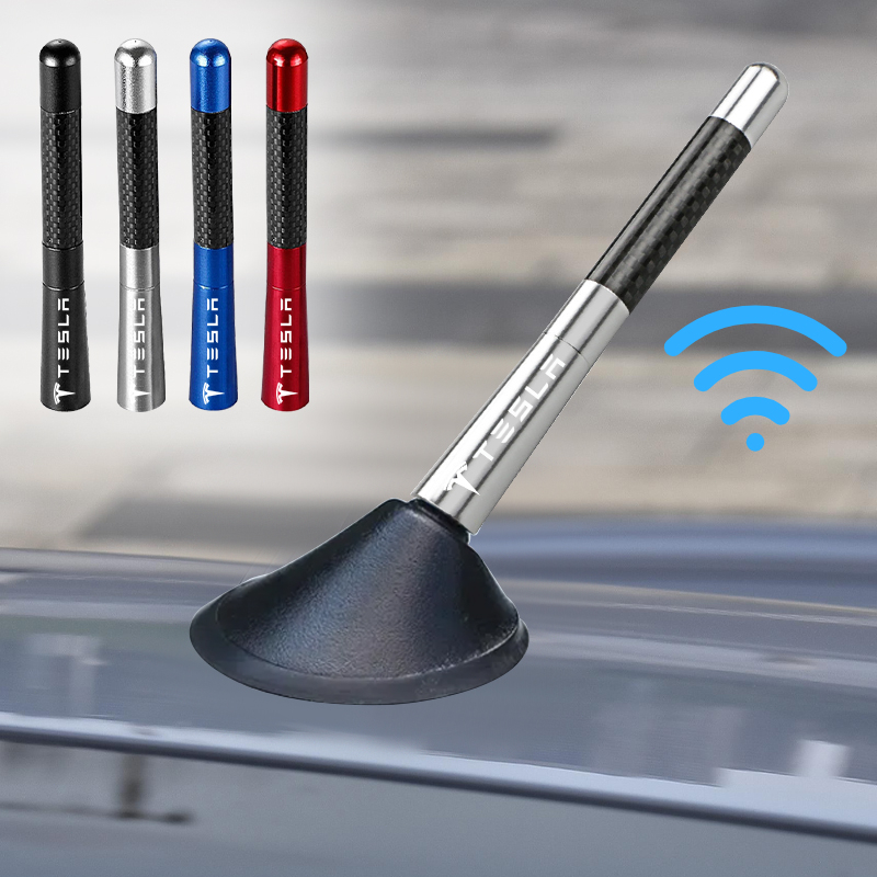 1pcs Carbon Fiber Car Logo Antenna 4 Color Option Car Enhanced Signal ...