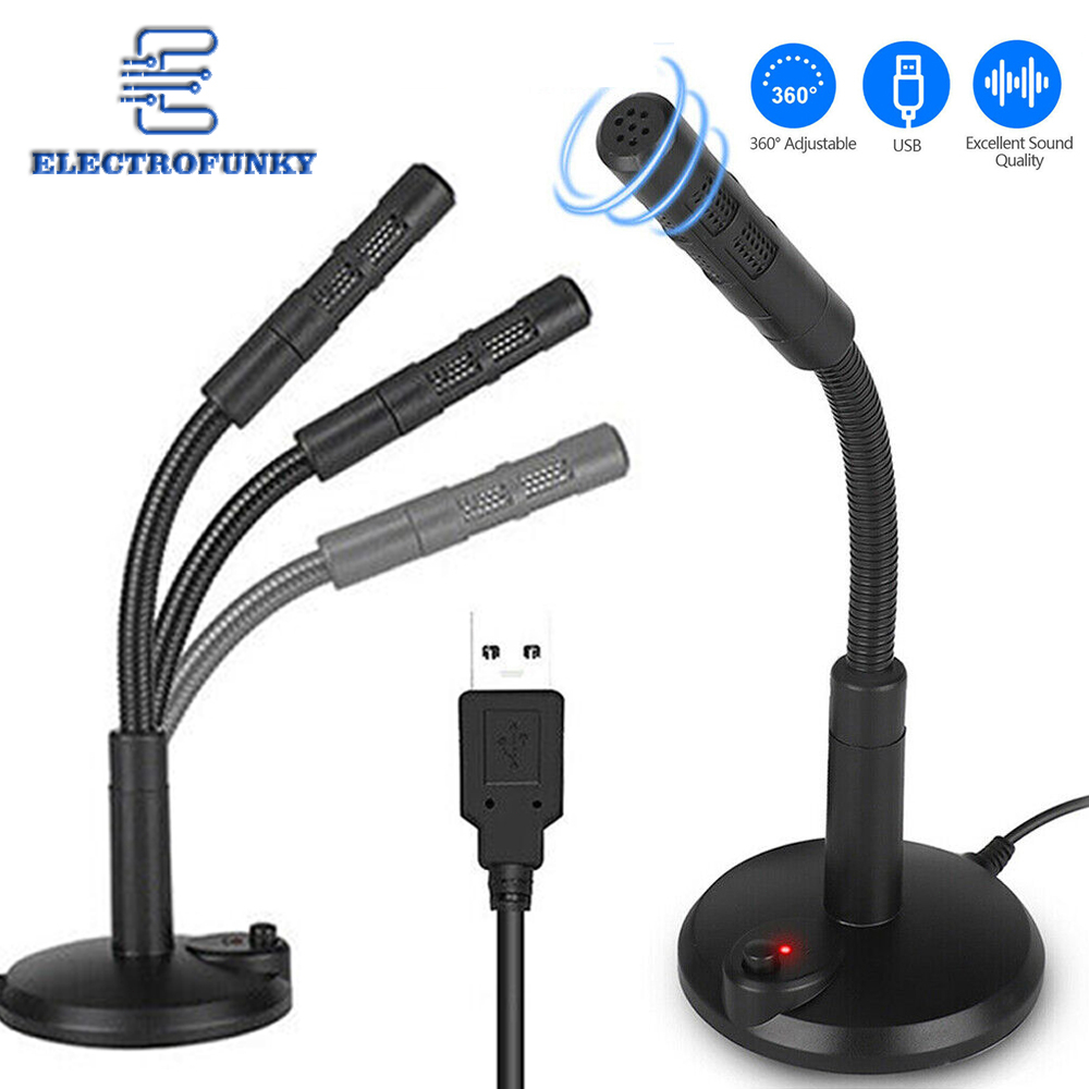 USB Computer Mini Condenser Microphone Stand Recording Mic For PC ...