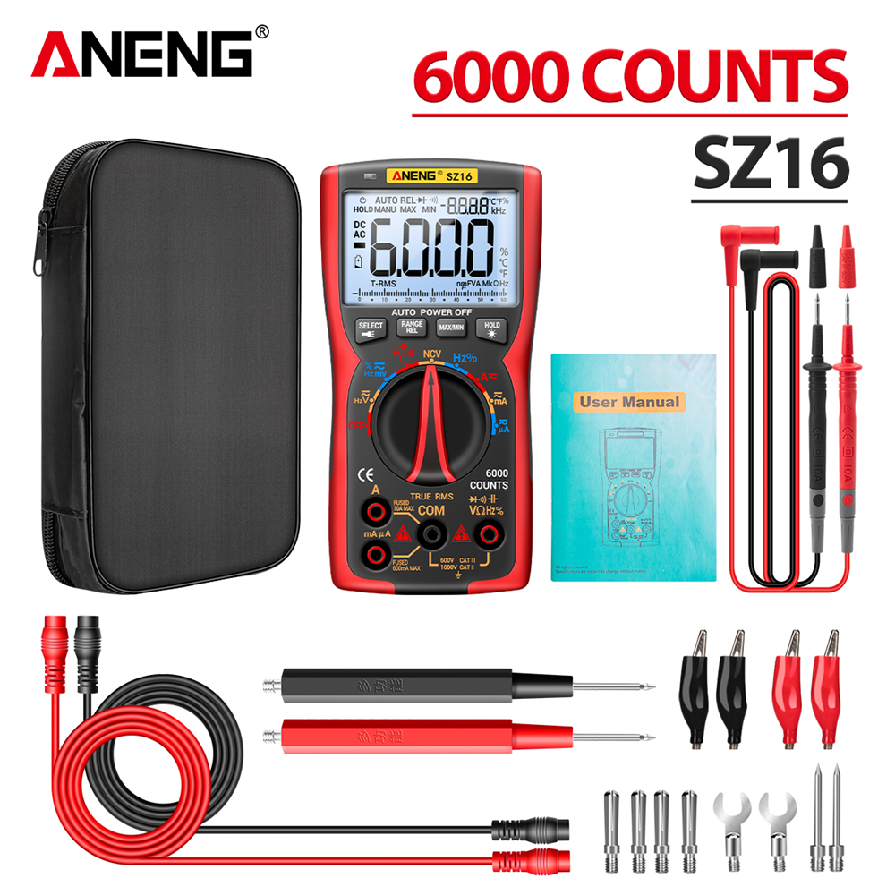 ANENG SZ16 Digital Multimeter 6000 Professional True RMS Analog Tester ...