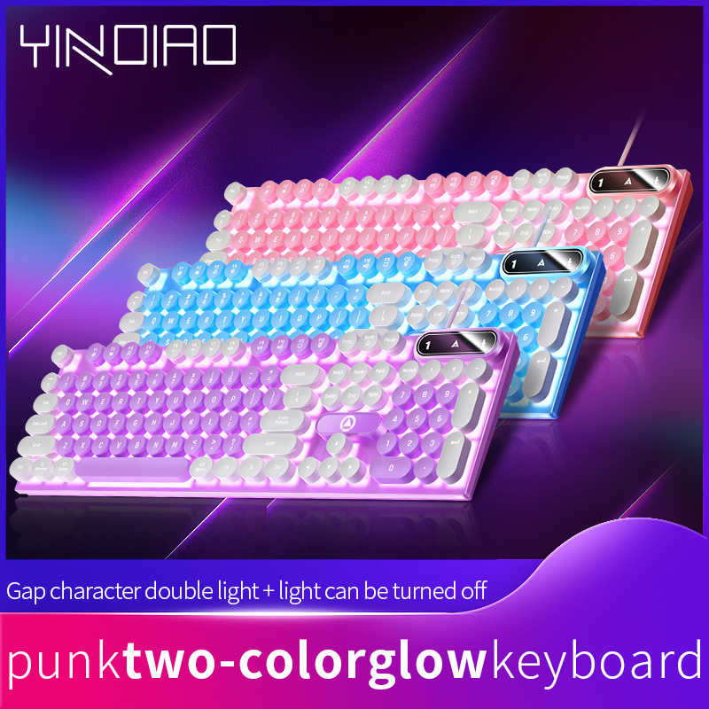 White LED light Backlight Gaming Keyboard and Mouse Combo Mechanical ...