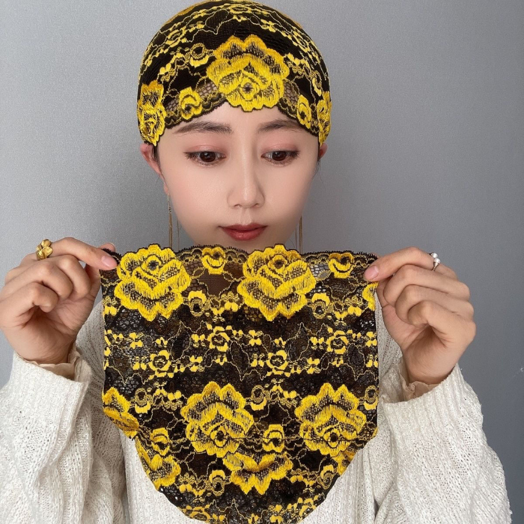 Dikamaina Muslim Inner Turban Cap Lace Hat Turban Hijab Lace Flower Cap ...