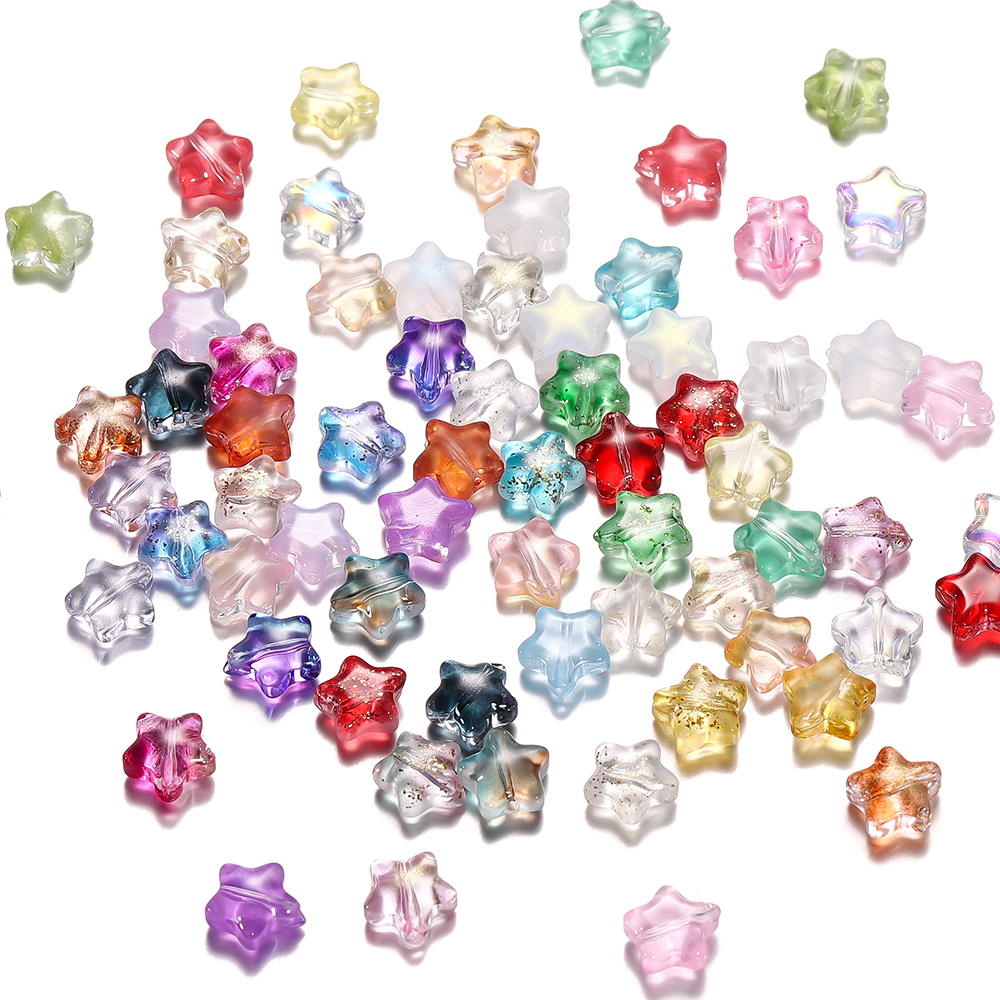 St.kunkka 10pcs Glass Colorful Five-pointed Star Beads 8mm Star Beads ...