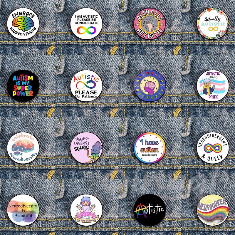 Neurodivergent Autism Rainbow Pin Brooches Shirt Lapel Backpack Badges ...