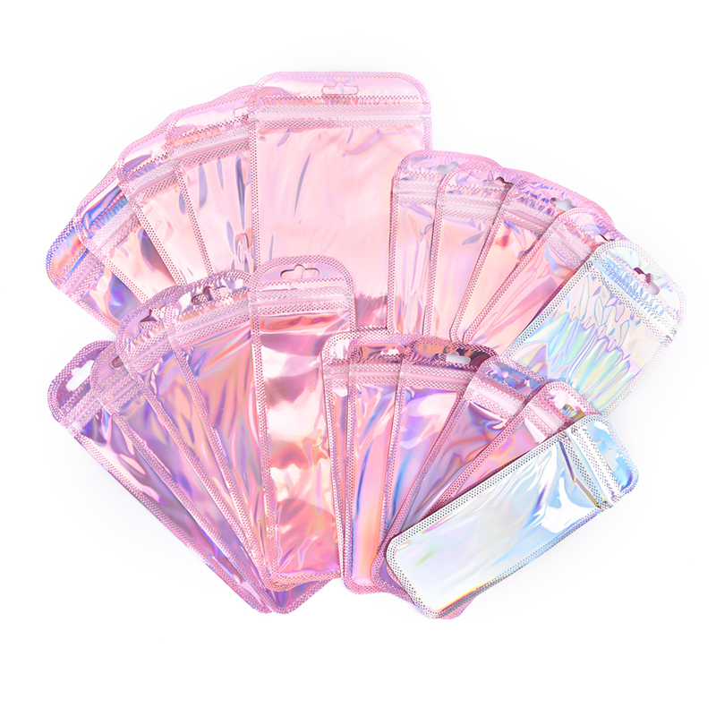 50pcs 4 Styles Laser Packaging Bag Flat Cosmetic Bag Horaphic Mini Bags ...