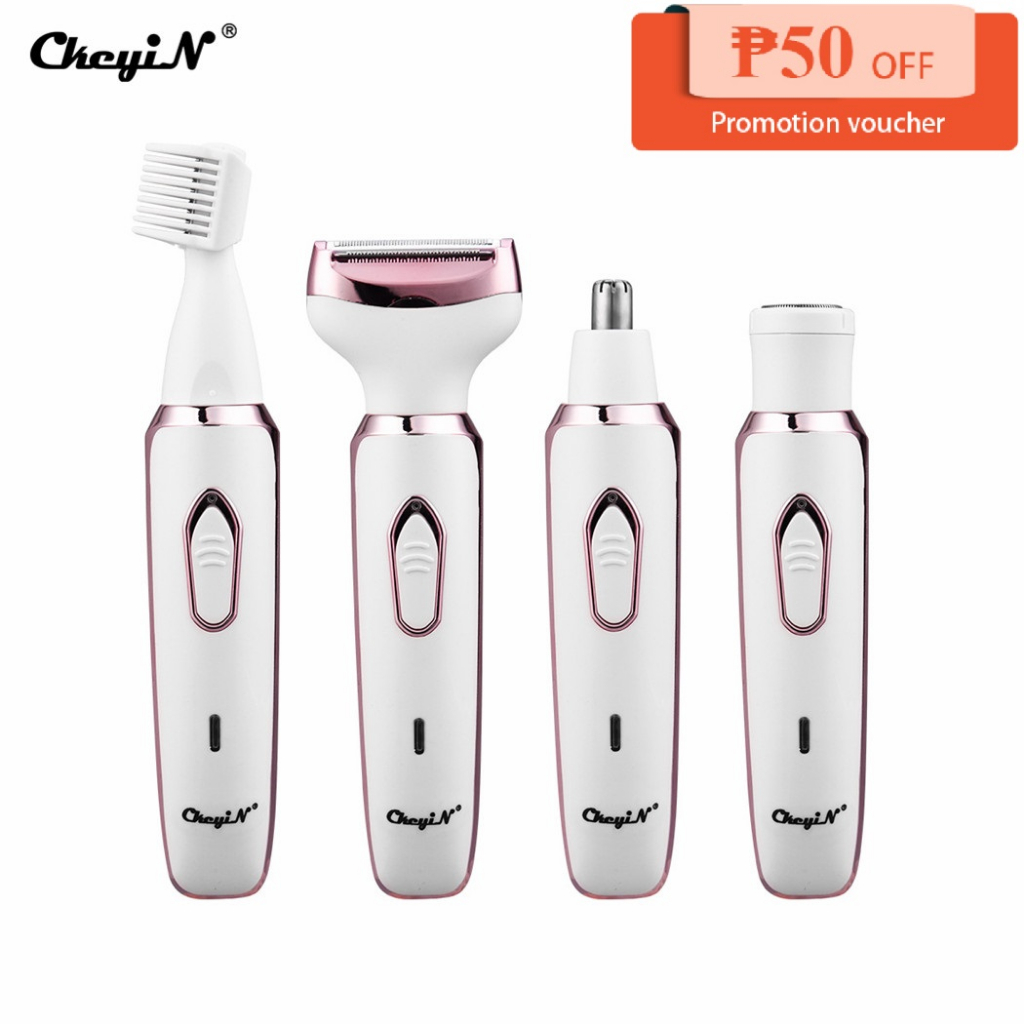 CkeyiN 4 In 1 Epilator For Women With 4 Trimmer Tips Electric Shaver ...