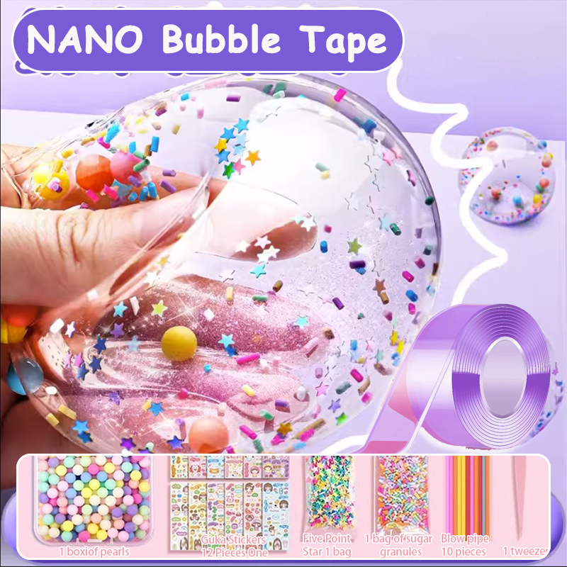 30*5cm nano tape children blow bubble transparent tape toy with ...