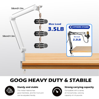 BOMGE Boom Arm Mic Stand - Adjustable Heavy Duty Suspension Boom ...