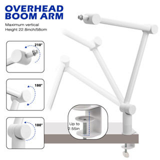 BOMGE Boom Arm Mic Stand - Adjustable Heavy Duty Suspension Boom ...