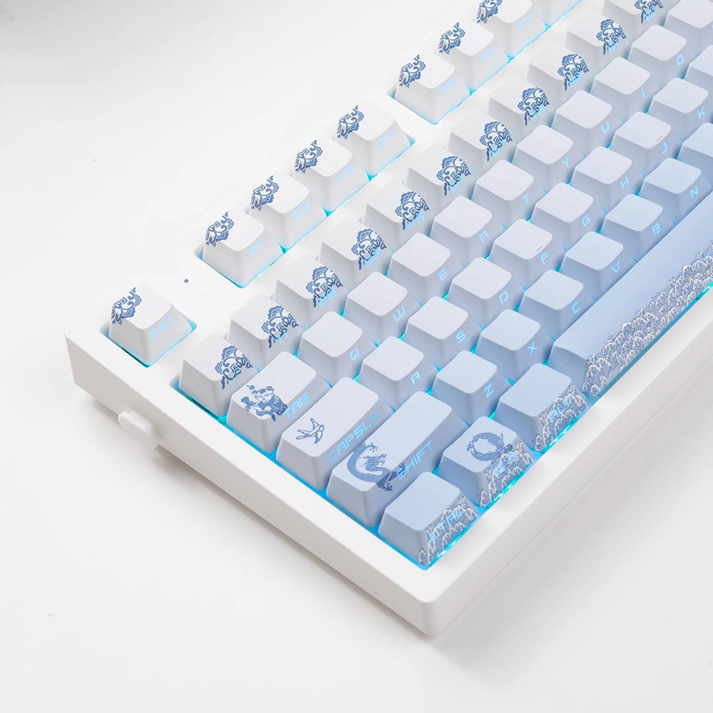 【JKDK】blue and white porcelain PBT keycaps font transmits light OEM ...