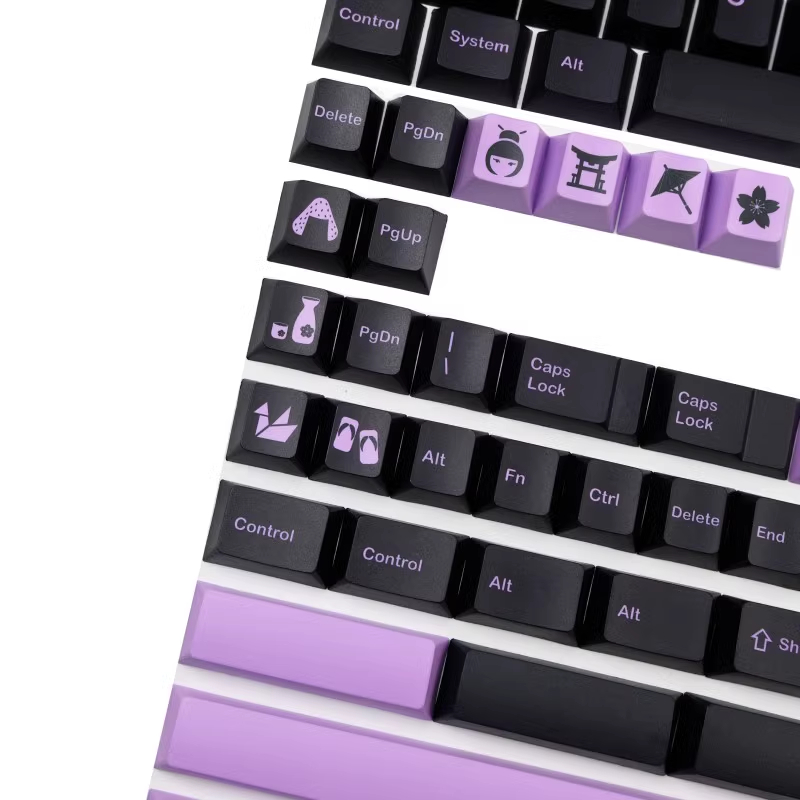 GMK Lilacon Keycaps, 140 Keys PBT Keycaps Cherry Profile DYE-SUB ...