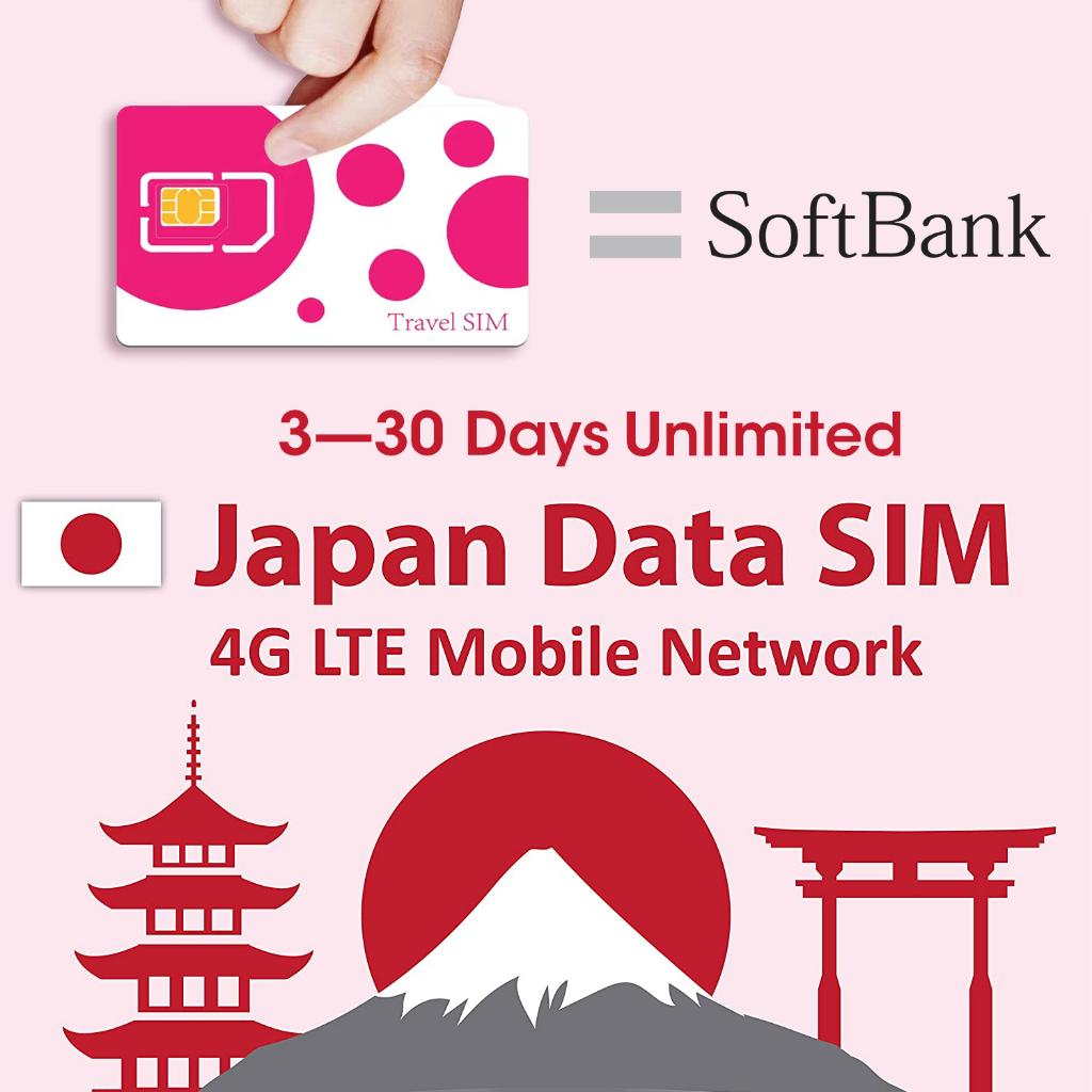 Japan Travel SIM Card For 3/4/5/6/7/10/15/20/25/30/Days ( 3/4/5/6/7/10/15/20/25/30/ GB) 4G Sim ...