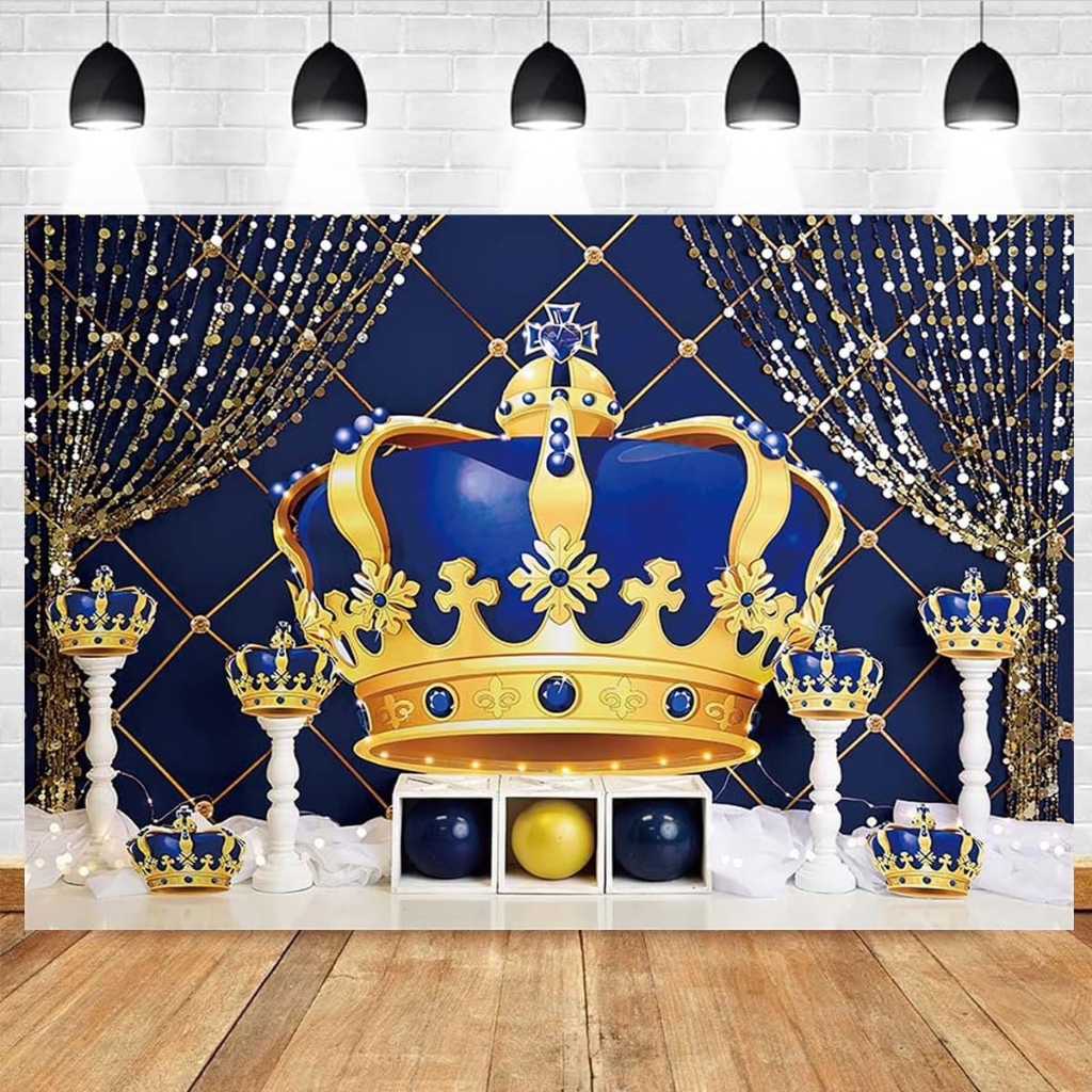 5x3ft Blue Boy 1st Birthday Photography Background Royal Blue and Gold ...