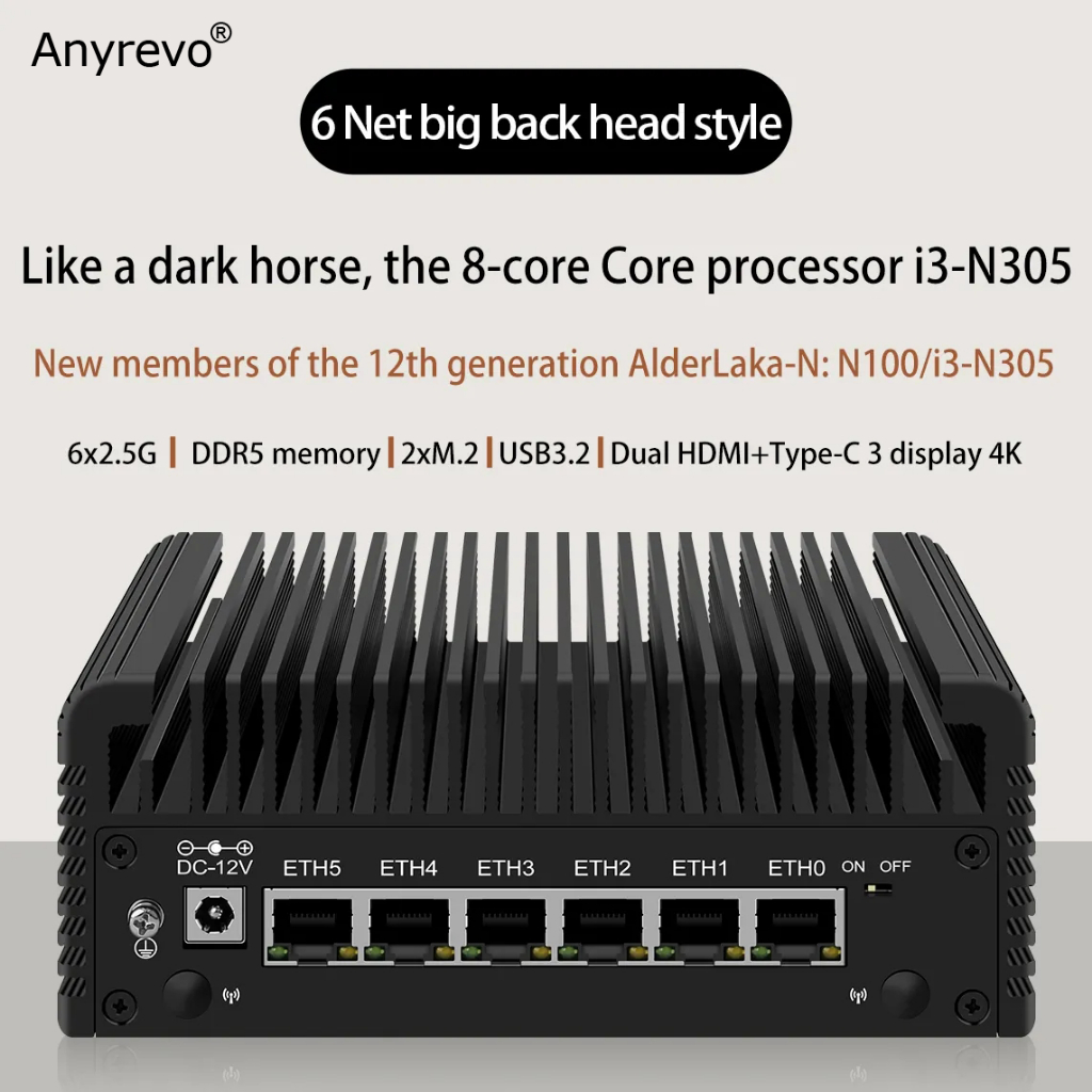 6x i226-V 6 LAN 2.5G Firewall Router 12th Gen Intel i3 N305 N100 ...