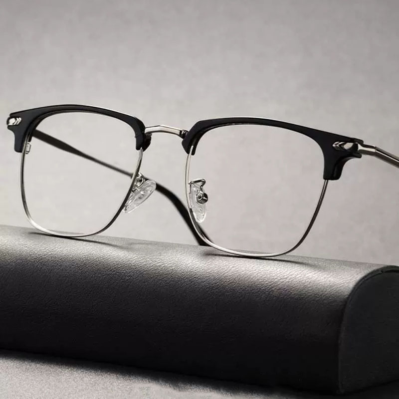 Fashion Titanium Alloy Half Frame Glasses Artistic Eyebrow frame ...