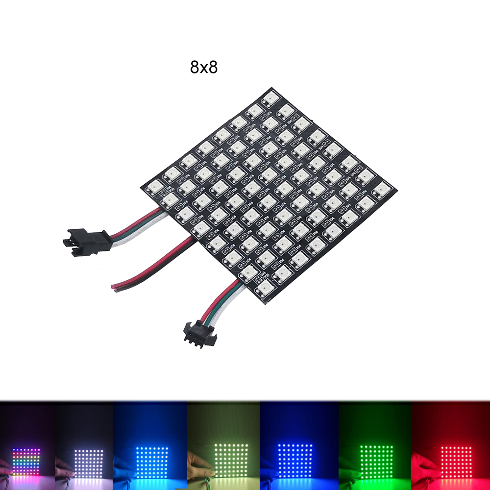 DC5V WS2812B RGB Individually Addressable Flexible Digital Light Panel WS2812 8x8 LED Pixel ...