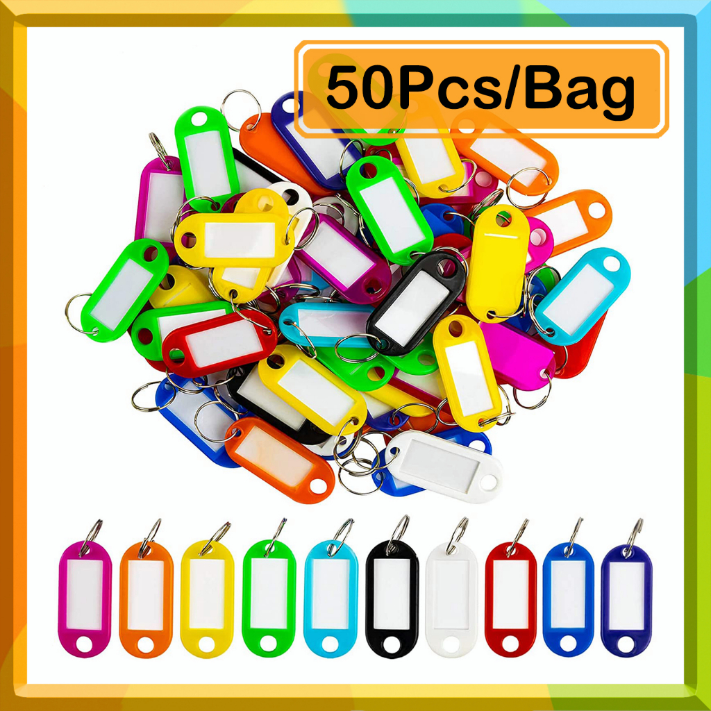 50 Pcs Portable Key ID Tags | Durable Plastic Key Tags with Split Ring ...