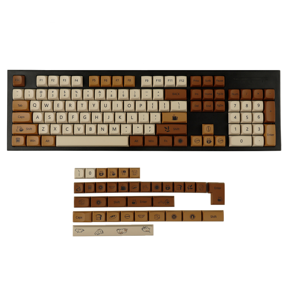 YMDK 138 ZDA Profile XDA v2 Dye Sub PBT Coffee Cat Keycaps For 104 TKL 60% 96 84 68 64 MX ...