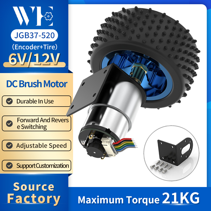 JGB37-520 Hall Encoder DC Brush Gear Motor 6V/12V Forward And Reverse Adjustable Speed 6RPM ...
