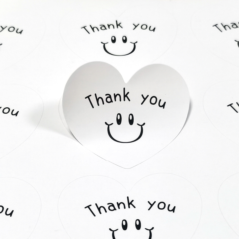 120 Pcs Pack White Heart Shaped Thank You Stickers Envelope Sealing