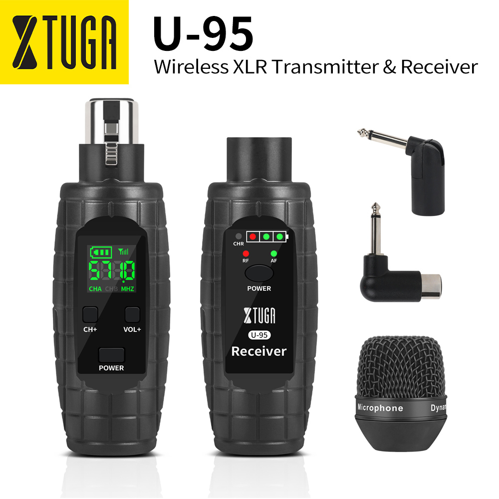 XTUGA U95 Wireless XLR Transmitter and Receiver UHF Wireless Guitar Transmitter Receiver with ...