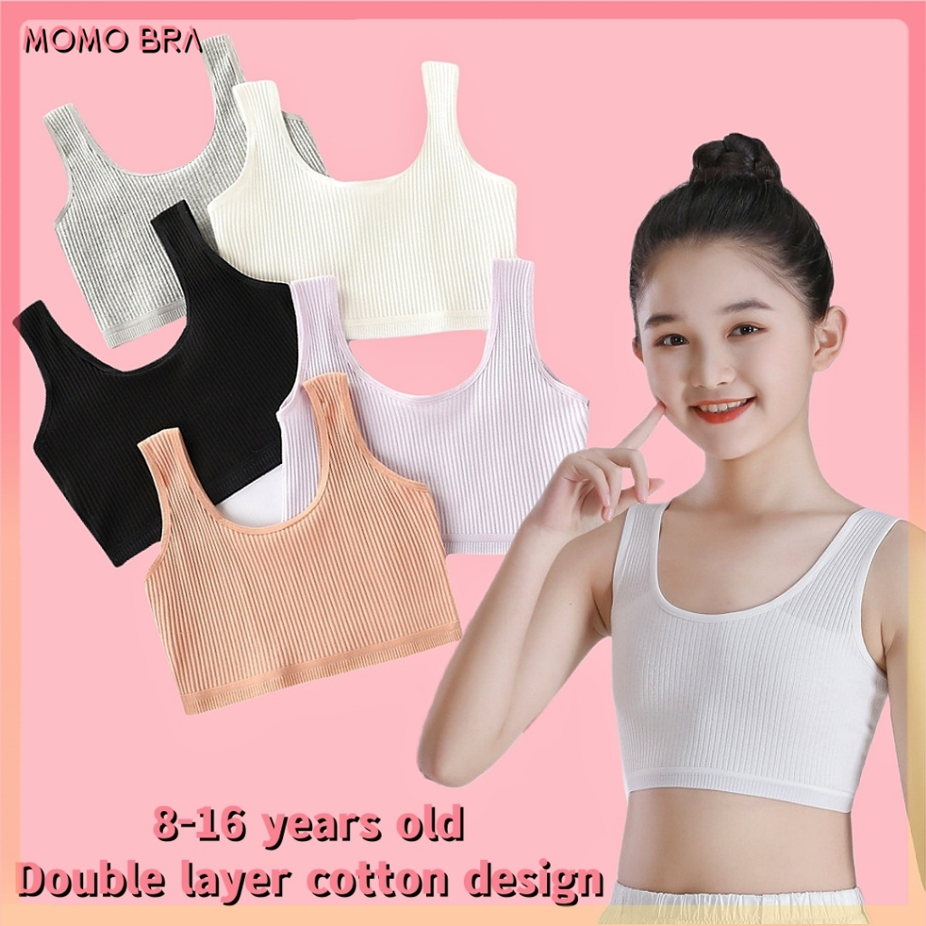 MOMO 8-16yrs Kids Bra Girls Training Bra Cotton Baby Bra Student Anti-gaze Underwear Girl ...