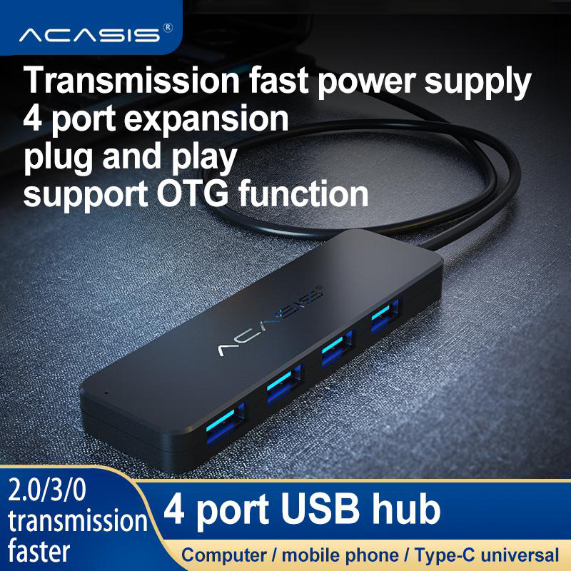 ACASIS USB 2.0/ 3.0 Hub 4 Ports Splitter Switch With Micro Charging ...