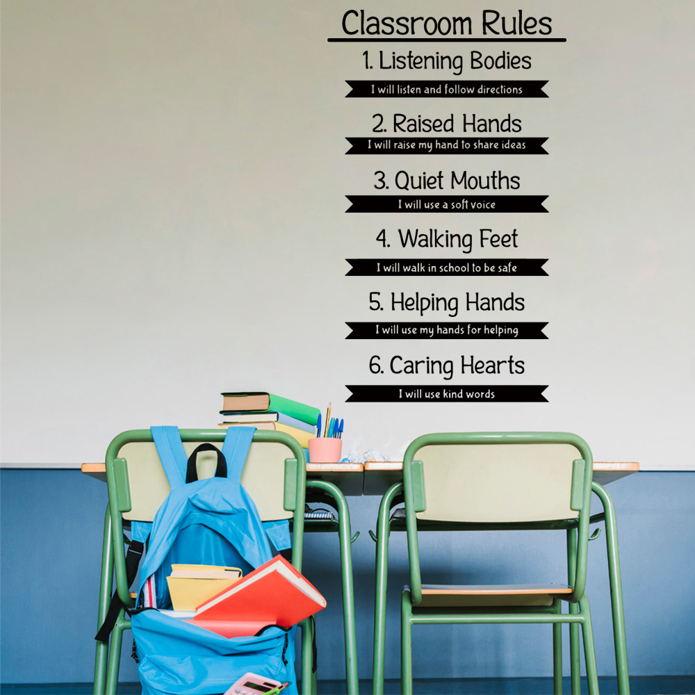 School Decal Wall Sticker Classroom Rules Text Sticker For Classroom ...