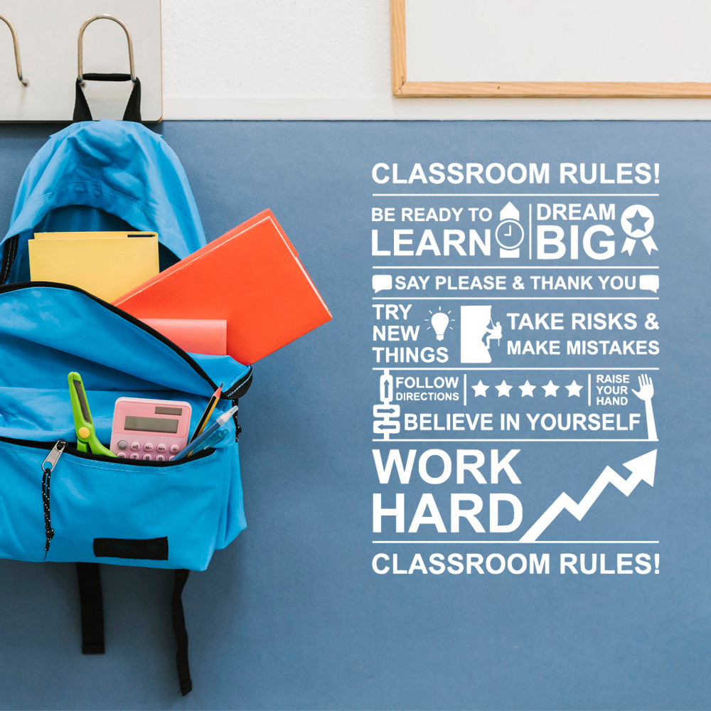 Classroom Rules Text Wall Sticker For School Wall Decoration | Shopee ...