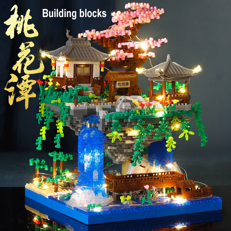 Peach Blossom Tan Castle building blocks kit, can make beautiful ...