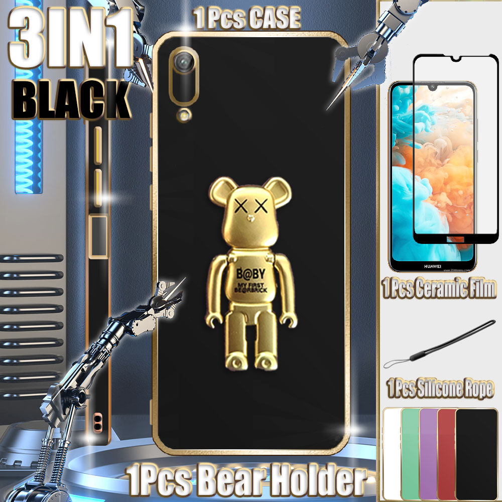 3 In 1 For Huawei Y6 Pro 2019 Straight Edge Electroplated Case with ...