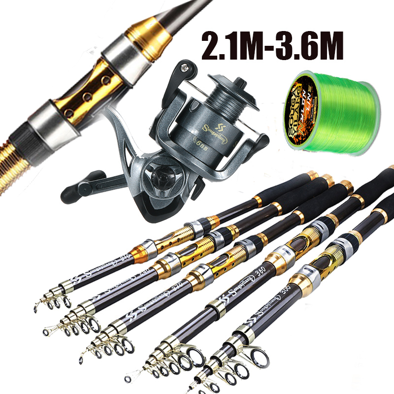 Sougayilang Fishing Rod set 2.1m/2.4m/2.7m/3.0m/3.6m Fishing Reel 5.2:1 ...