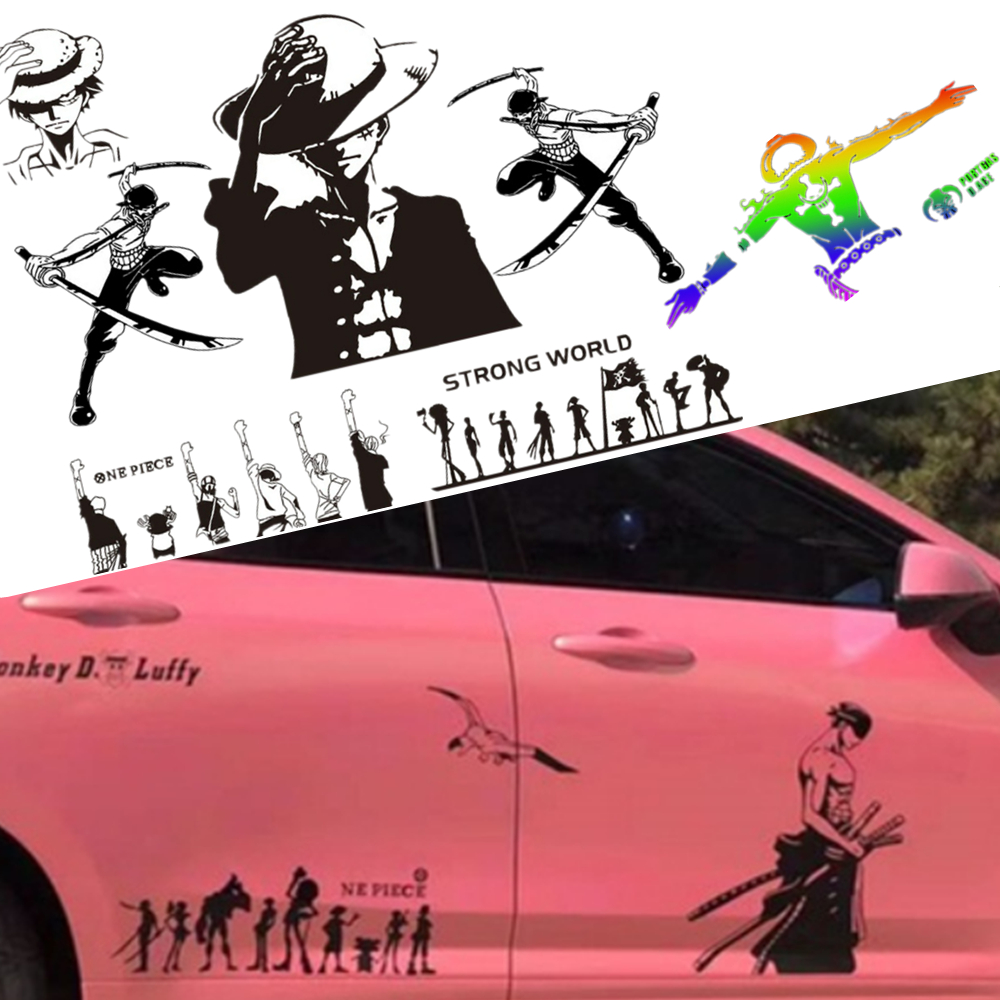 Stickers Luffy Car Straw Hat Luffy Anime ONE PIECE Reflective Decal ...