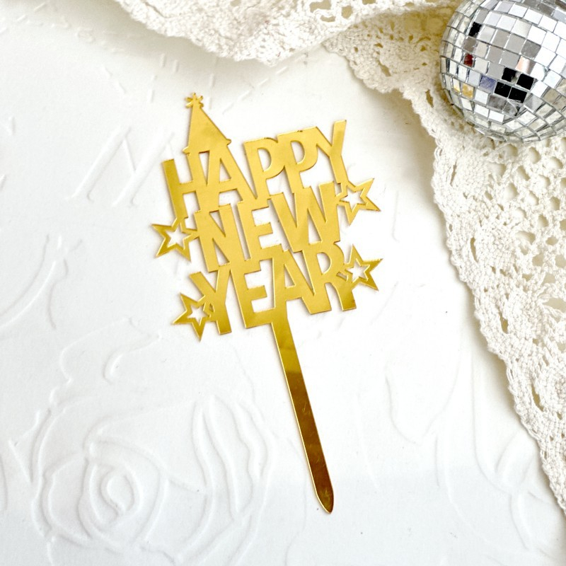 2024 Happy New Year Cake Topper, Hello 2024 Acrylic Cake Topper, Cheers ...